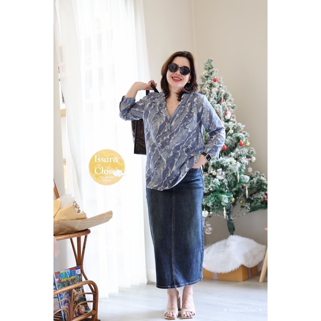 Long Shirt #ลาย Jeannis-Sky | Shopee Thailand