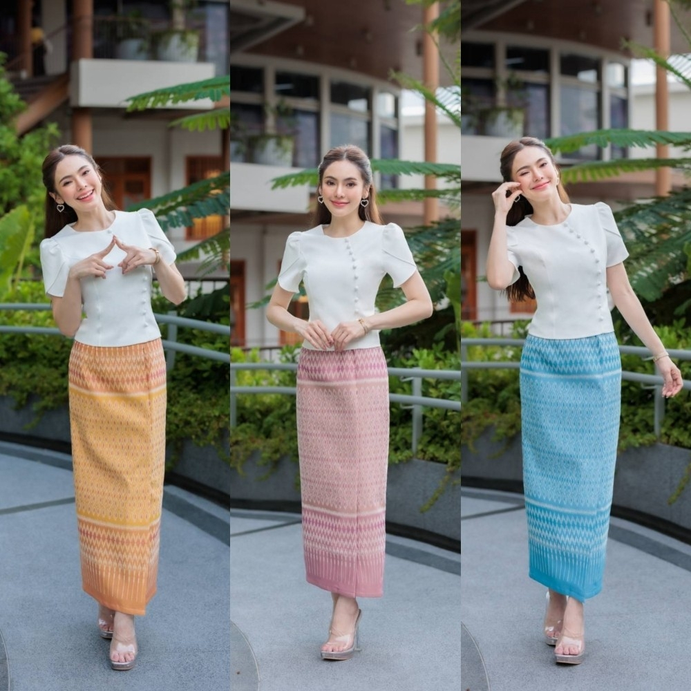 Kety Smile กระโปรงผ้าฝ้ายทอลาย งานอัดกาวทั้งชุด ซิปซ่อน (S-2XL) N696 | Shopee Thailand