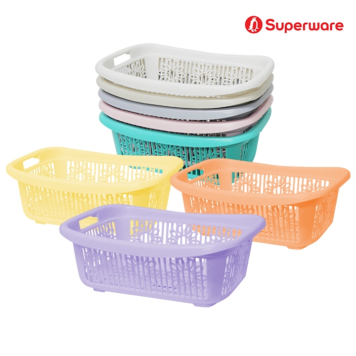 Srithai Superware ตะกร้าทรงเหลี่ยม ตะกร้าใส่ของ ตะกร้าอเนกประสงค์ ลาย ...