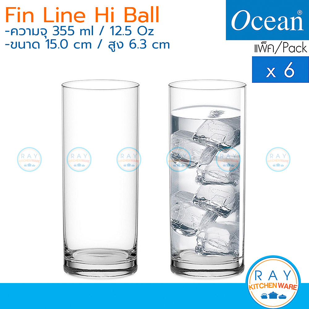 Ocean แก้วน้ำ 355 ml(6ใบ) Fin Line Hi Ball B01213 โอเชียน แก้วน้ำร้านอาหาร แก้วเครื่องดื่ม แก้ว ...