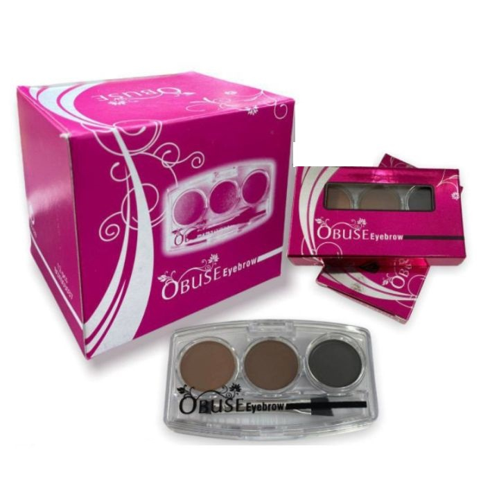 (ยกโหล)Obuse Eyebrow OB039 โอบิวส์ เขียนคิ้วพาเลทฝุ่น ไล่ระดับ 3 โทน ...