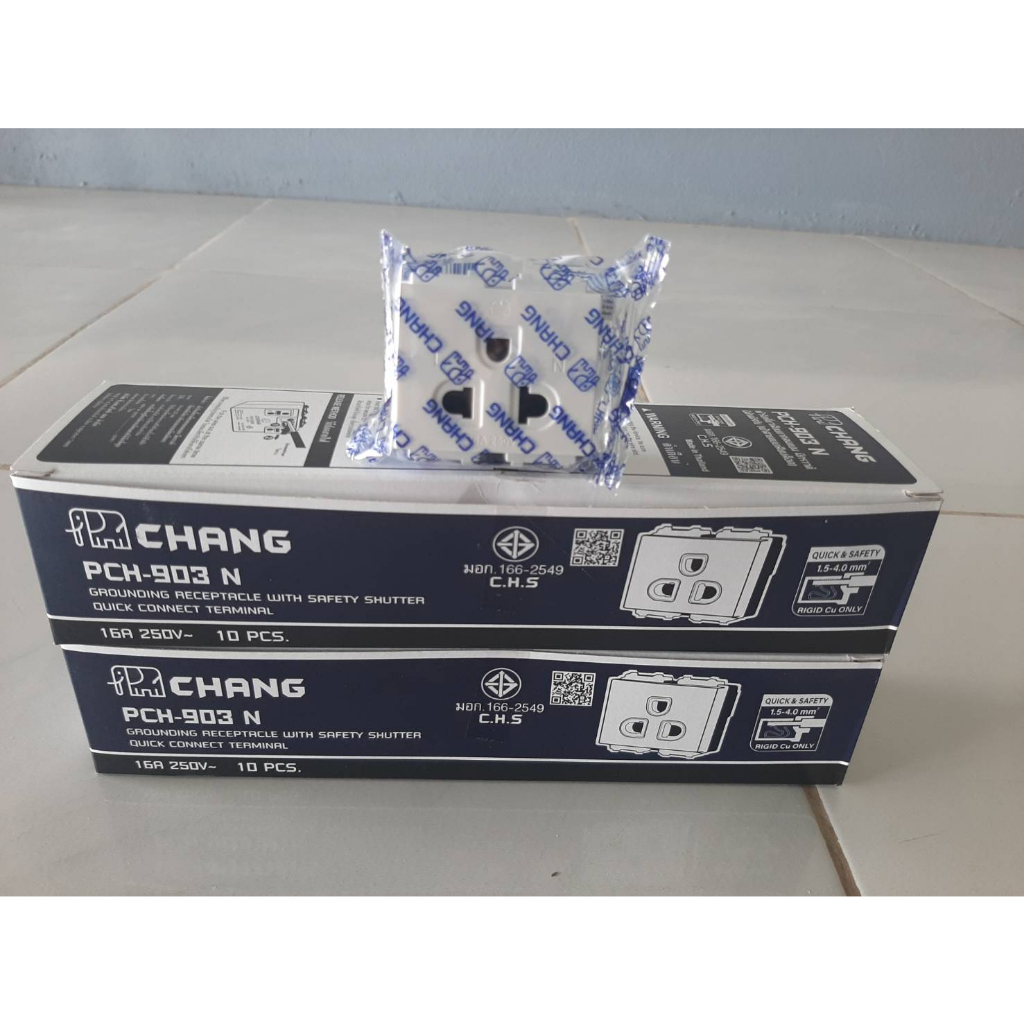CHANG เต้ารับเดี่ยวมีกราวด์ รุ่นPCH-903Nเต้ารับคู่มีกราวด์รุ่นPCH-904N | Shopee Thailand