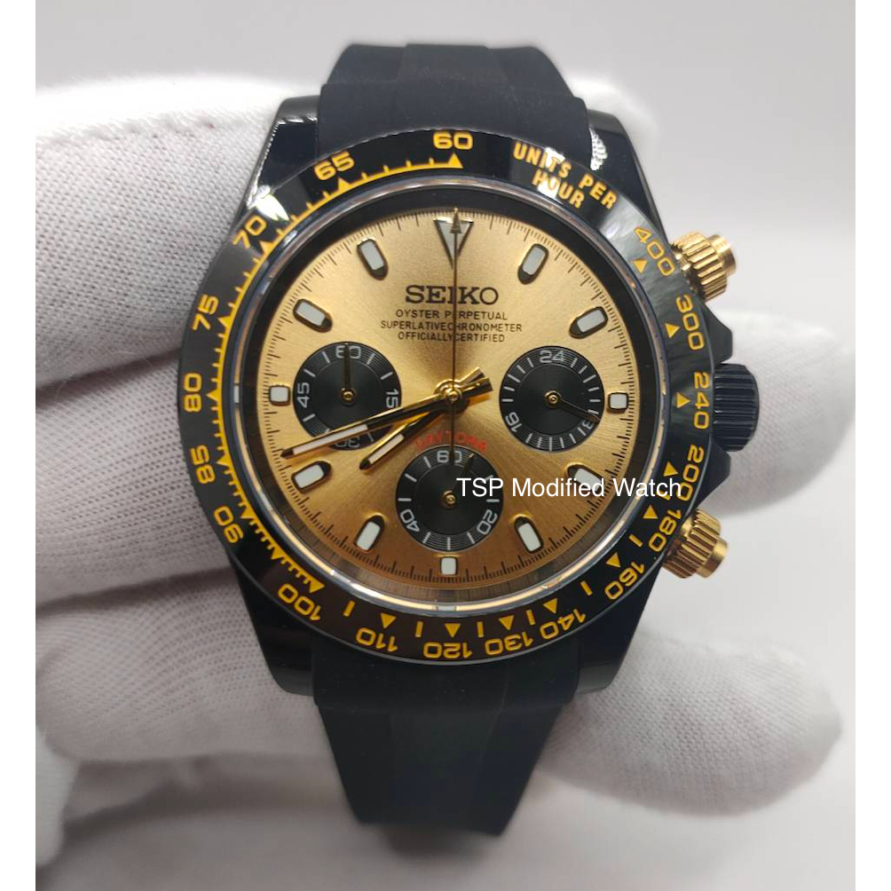 Seiko Mod Daytona Panda Black Gold | Shopee Thailand