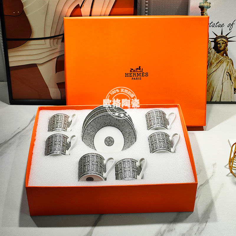 Hermes" home European ceramics 12 pieces espresso cup and saucer set ...
