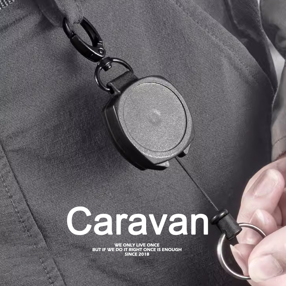 Caravan Crew Retractable key reel Key Chain Steel Cord Recoil Belt Key ...