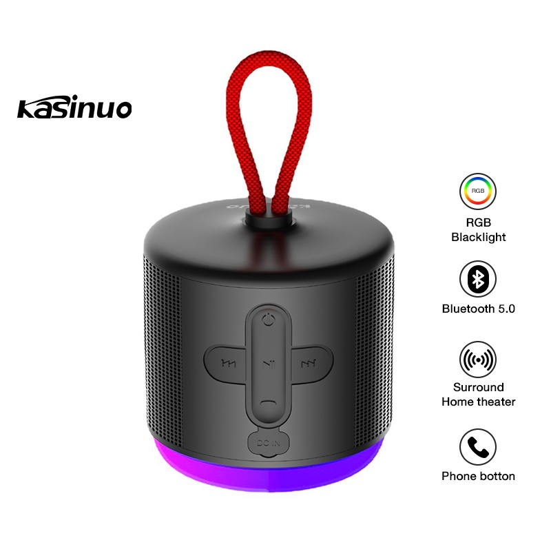 Kasinuo K16 Bluetooth 5.0 ลำโพงบลูทูธ พร้อมไฟRGB ลำโพงไร้สายพกพา ไมค์ในตัว เสียงเซอราวด์ 360องศา ...