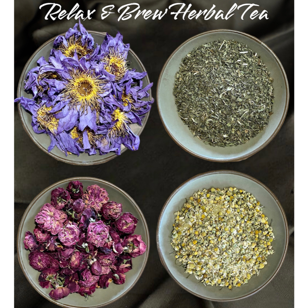 RELAX & BREW HERBAL TEA : Organic Mullein Tea, Blue Lotus Tea ...