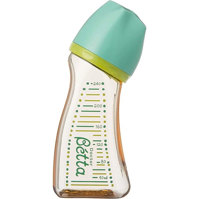 Dr.Betta ขวดนม คอกว้าง สีชา ดร.เบทต้า WS2-240ml(8oz) PPSU พร้อมจุกนม Brain X แรกเกิด ไม่ดูดไม่ ...