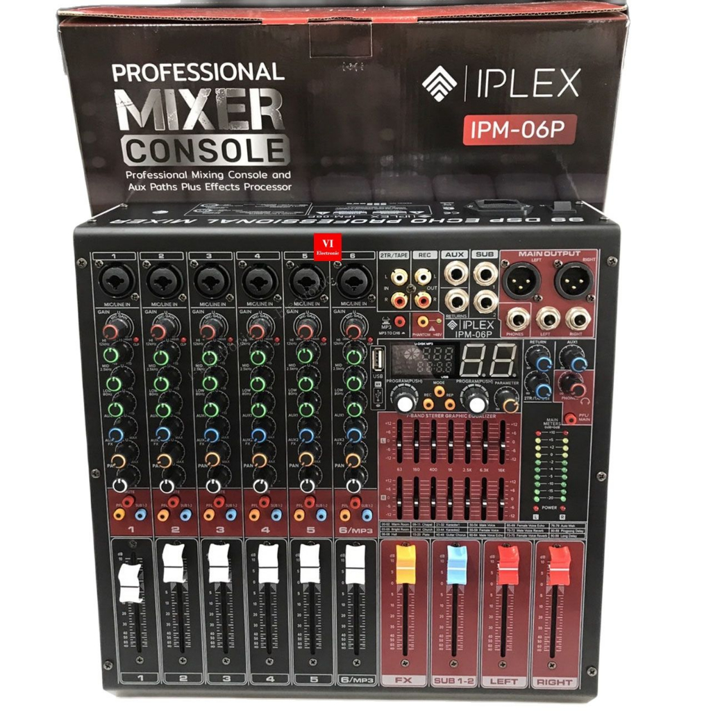 เพาเวอร์มิกเซอร์ IPLEX IPM-06P 6ช่อง มี USB BT EQ และเอฟเฟ็ค Professional Mixing Console and Aux ...