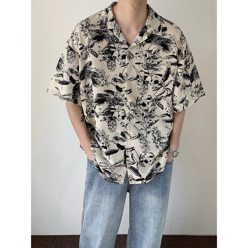 เสื้อเชิ้ตผู้ชาย flower oppa shirt | Shopee Thailand
