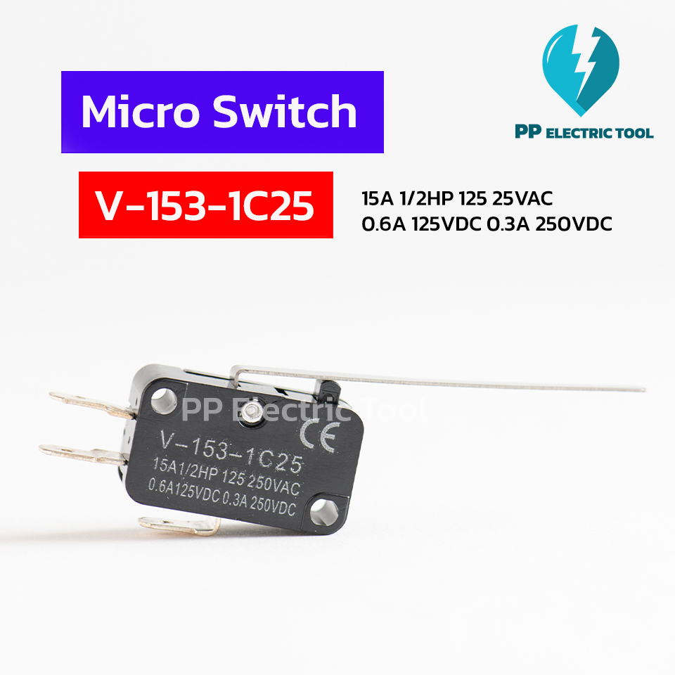 ไมโครสวิทซ์ 3ขา micro switch ลิมิตสวิทซ์แบบก้านยาว V-153-1C25 PPElectrictool | Shopee Thailand