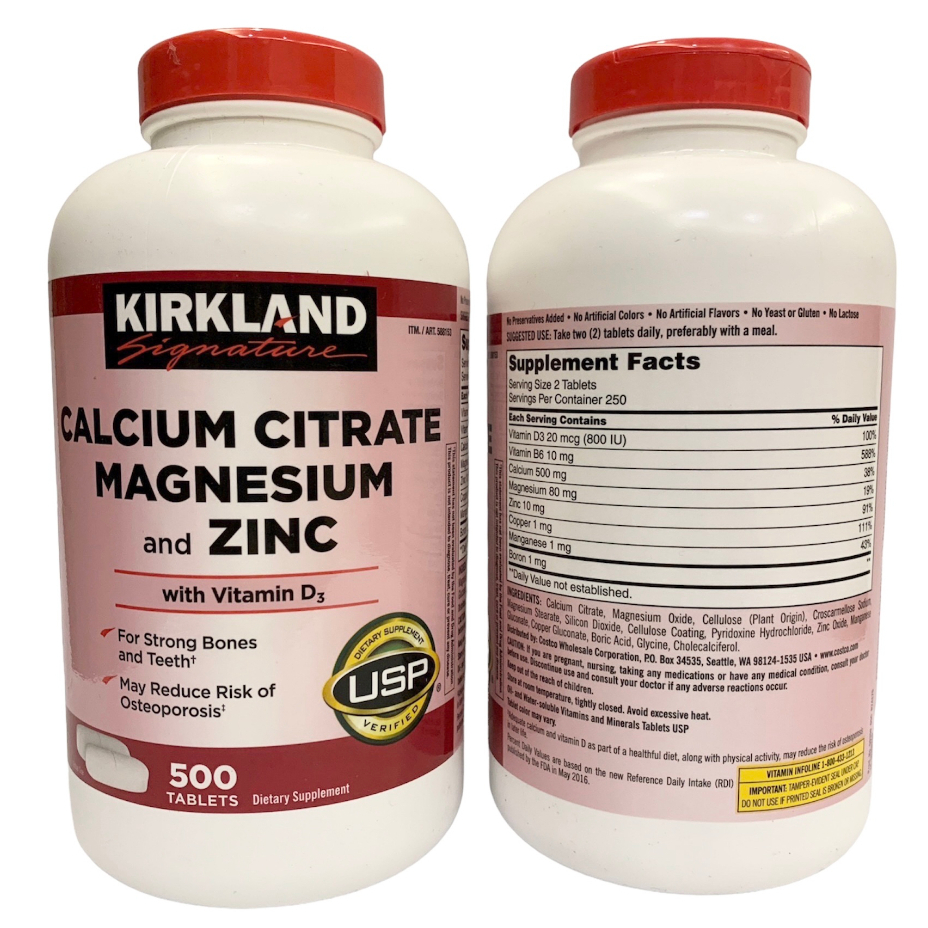 🔥🔥Exp.01/2027 Kirkland Calcium Citrate Magnesium and Zinc with Vitamin ...