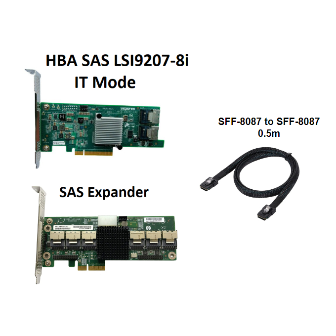 การ์ด HBA (IT Mode) + SAS Expander +Cable : LSI 9207-8i Controller Card ...