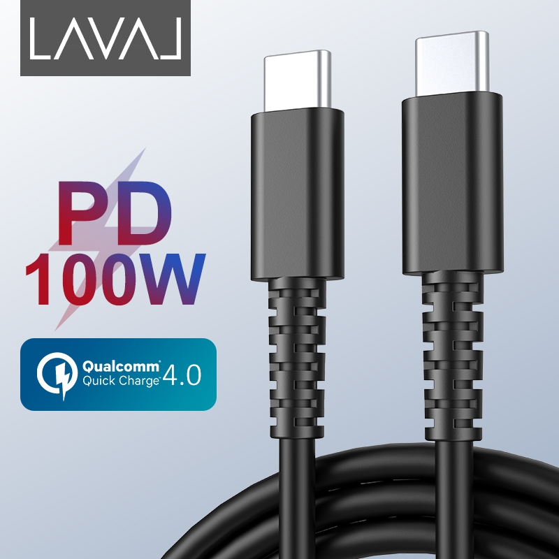 LAVAL สายชาร์จ PD 100W 5A ชาร์จเร็ว ยาว 1ม.2ม. สายชาร์จ Type-C สายชาต สายชาร์จไทป์ c | Shopee ...