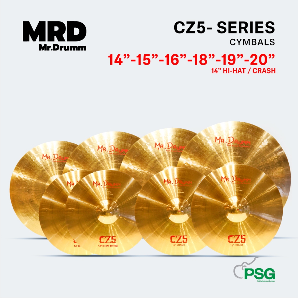 MR.DRUMM : CYMBALS CZ5- SERIES 14”-15”-16”-18”-19”-20"-14" HI HAT CRASH | Shopee Thailand