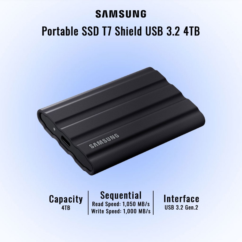 Samsung 4TB T7 Shield Portable SSD (Black) | Shopee Thailand