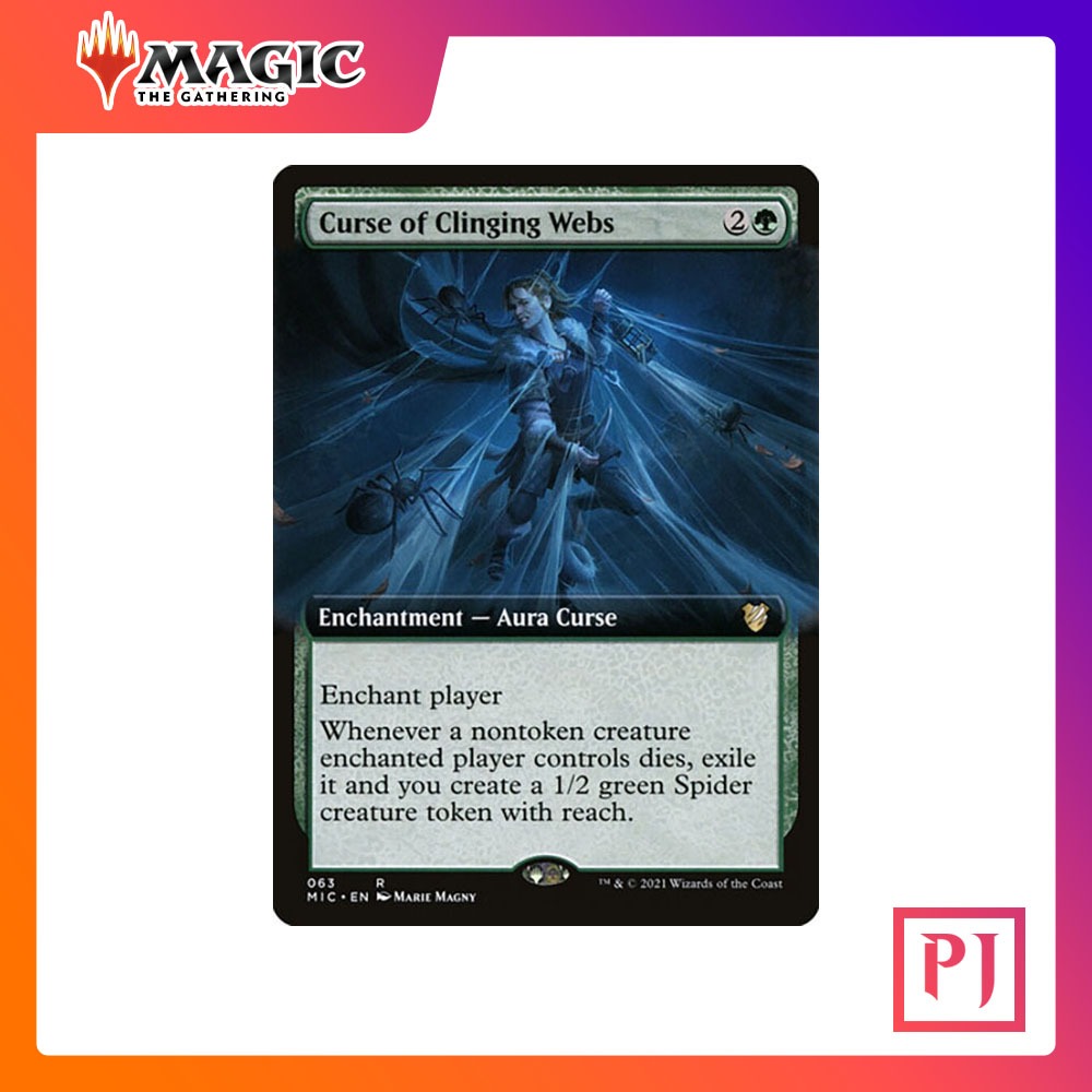 [MTG] Curse of Clinging Webs (Extended Art) [MIC] [GREEN] [RARE] [NORMAL] [ENG] (การ์ดเมจิค ...