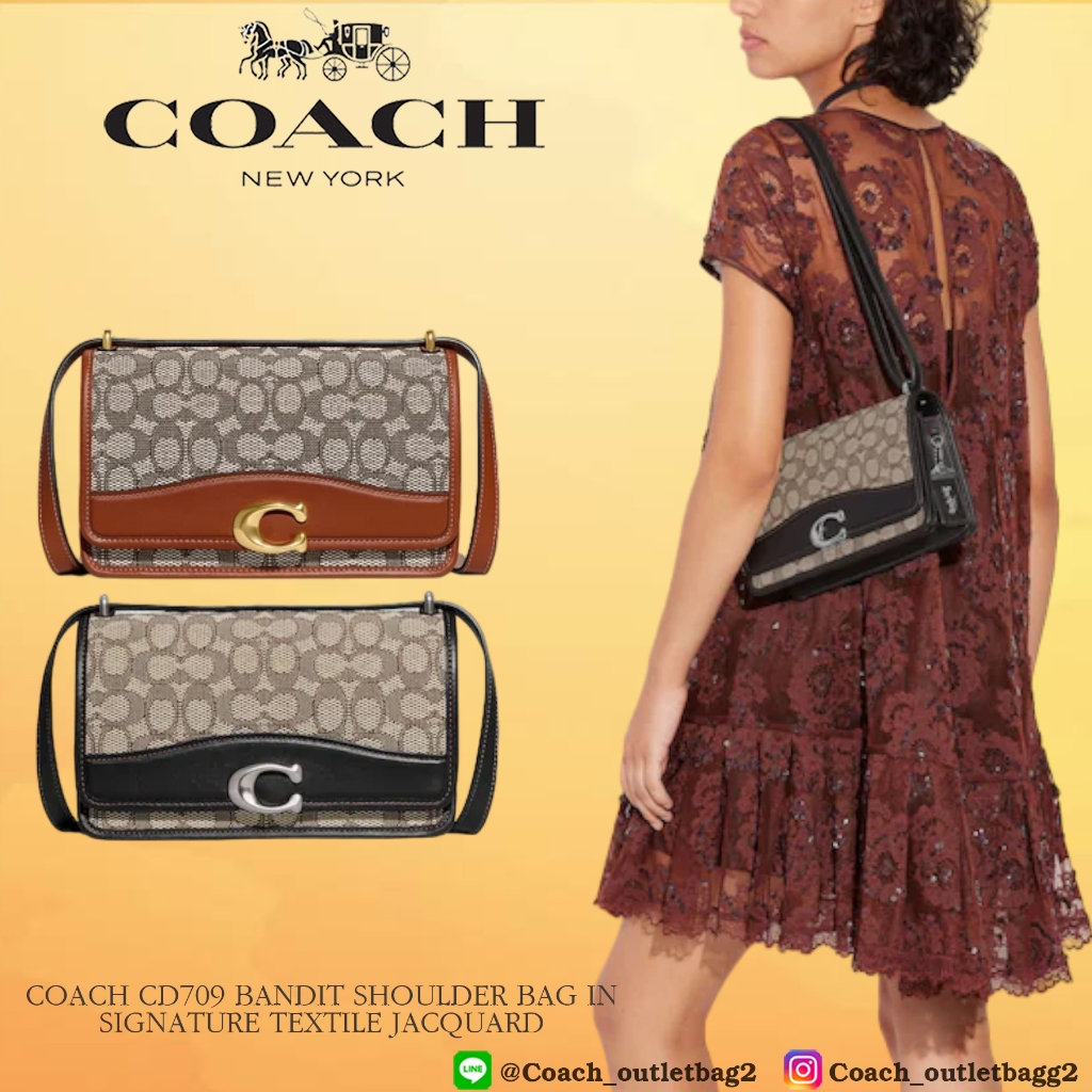 🇺🇸💯COACH CD709 BANDIT SHOULDER BAG IN SIGNATURE TEXTILE JACQUARD ...