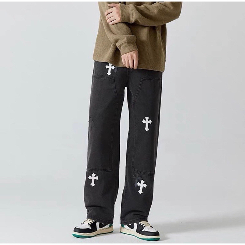 กางเกงยีนส์ WHITE CROSS JEANS(BLACK) | Shopee Thailand