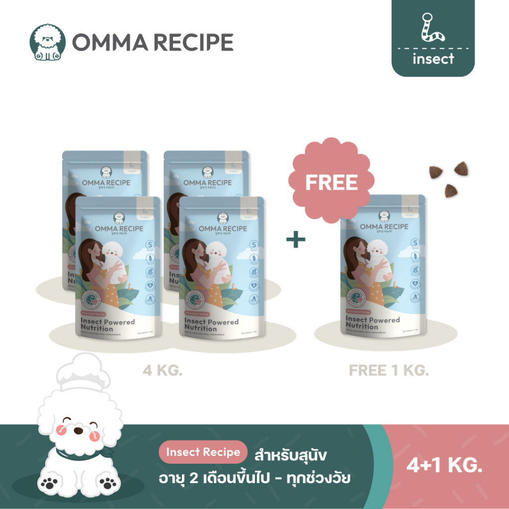 อาหารสุนัข OMMA RECIPE สูตร Insect Nutrition (4+1กิโลกรัม) | Shopee Thailand
