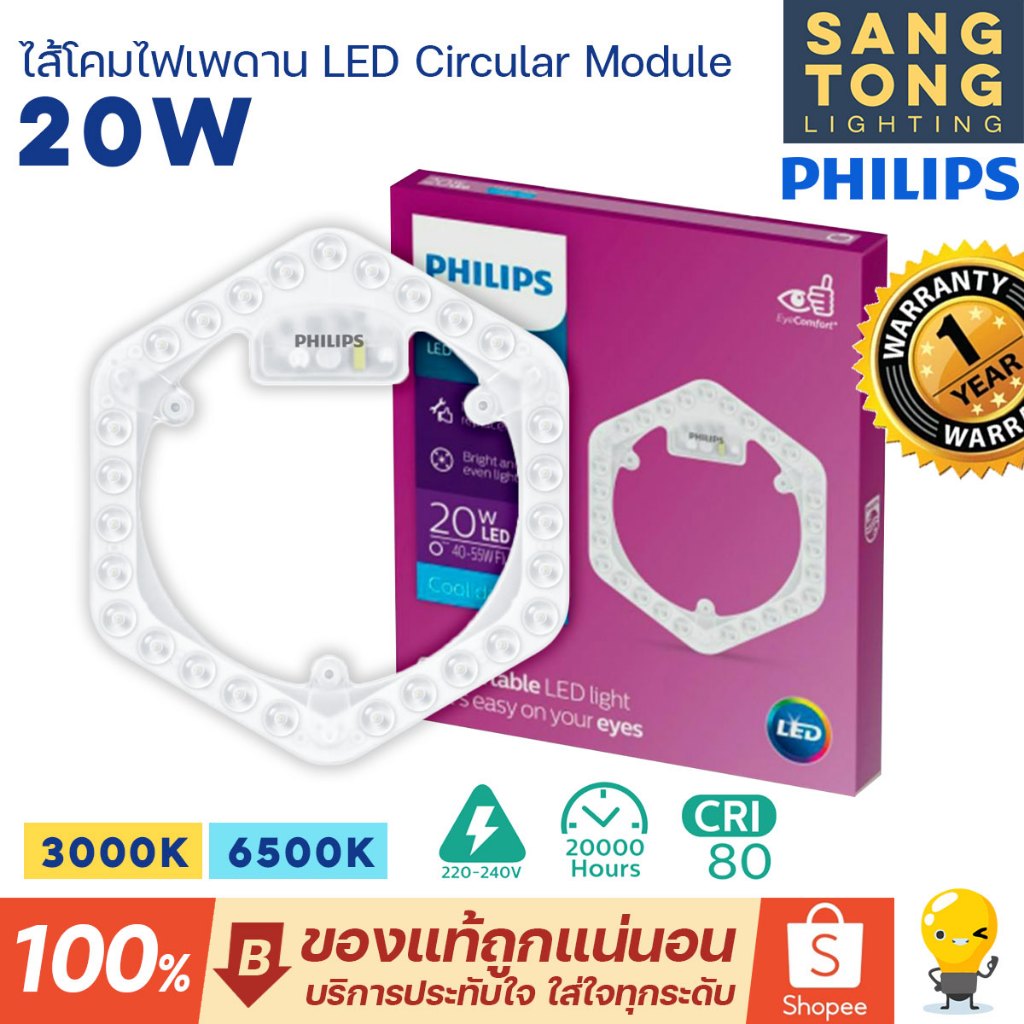 Philips LED MOD 20W โคมไฟเพดาน LED Ceiling Module Circular แสง 3000K ...