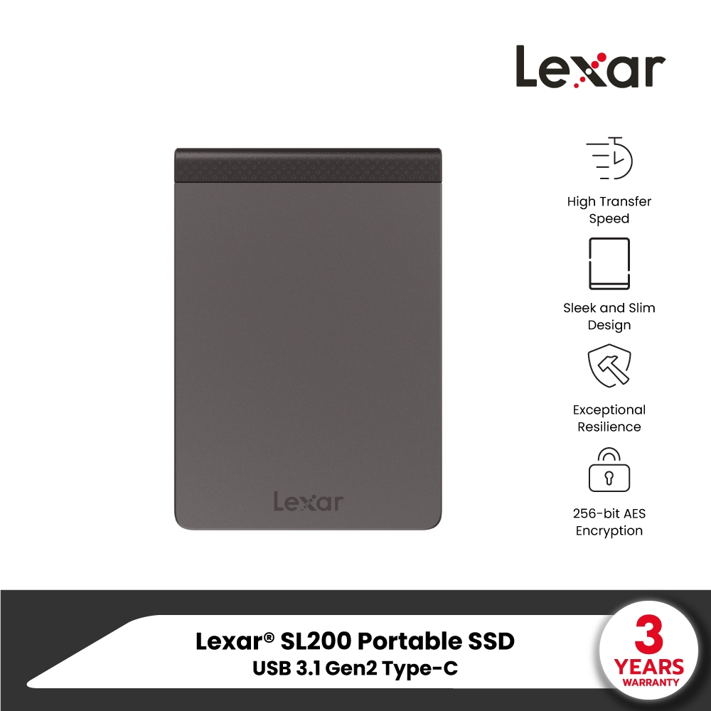 Lexar Portable SSD SL200 1TB USB 3.2 Gen 2x2 Type-C (เอสเอสดีพกพา ...