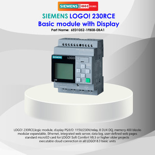 Siemens PLC LOGO! 230RCE ,8 DI/4 DO, logic module, display PS/I/O: 115V ...