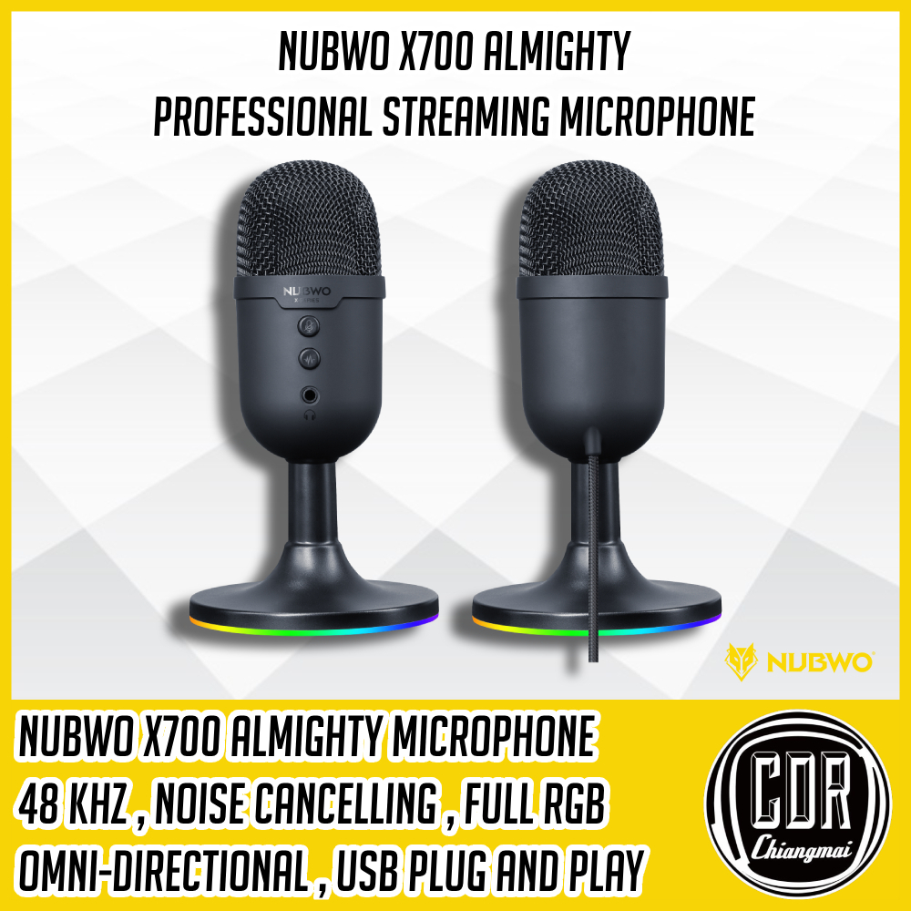 ไมโครโฟน NUBWO รุ่น X700 Professional Streaming Microphone 48 kHz USB Full RGB [รับประกันศูนย์ 2 ...