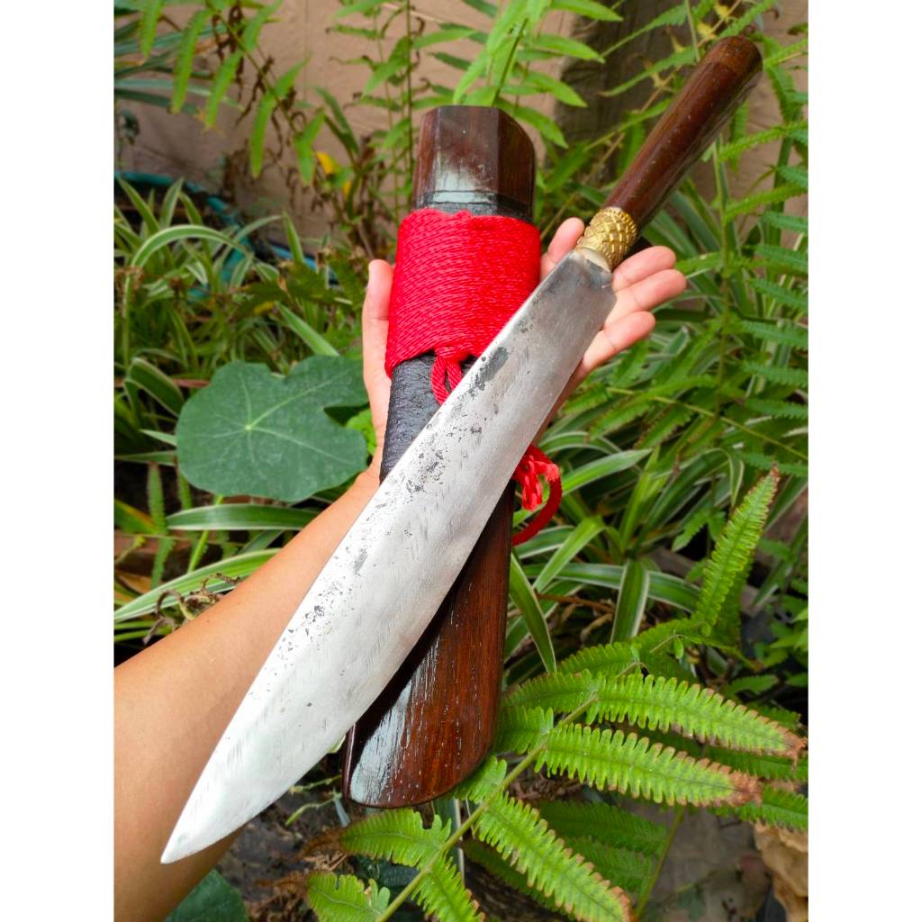 มีดเหน็บ อีเหน็บ E-Nep มีดพก มีดเดินป่า มีดแคมป์ ใบ 12.8” SUP9 ผิวไฟ ด้ามประดู่ฝักสัก คอ ...