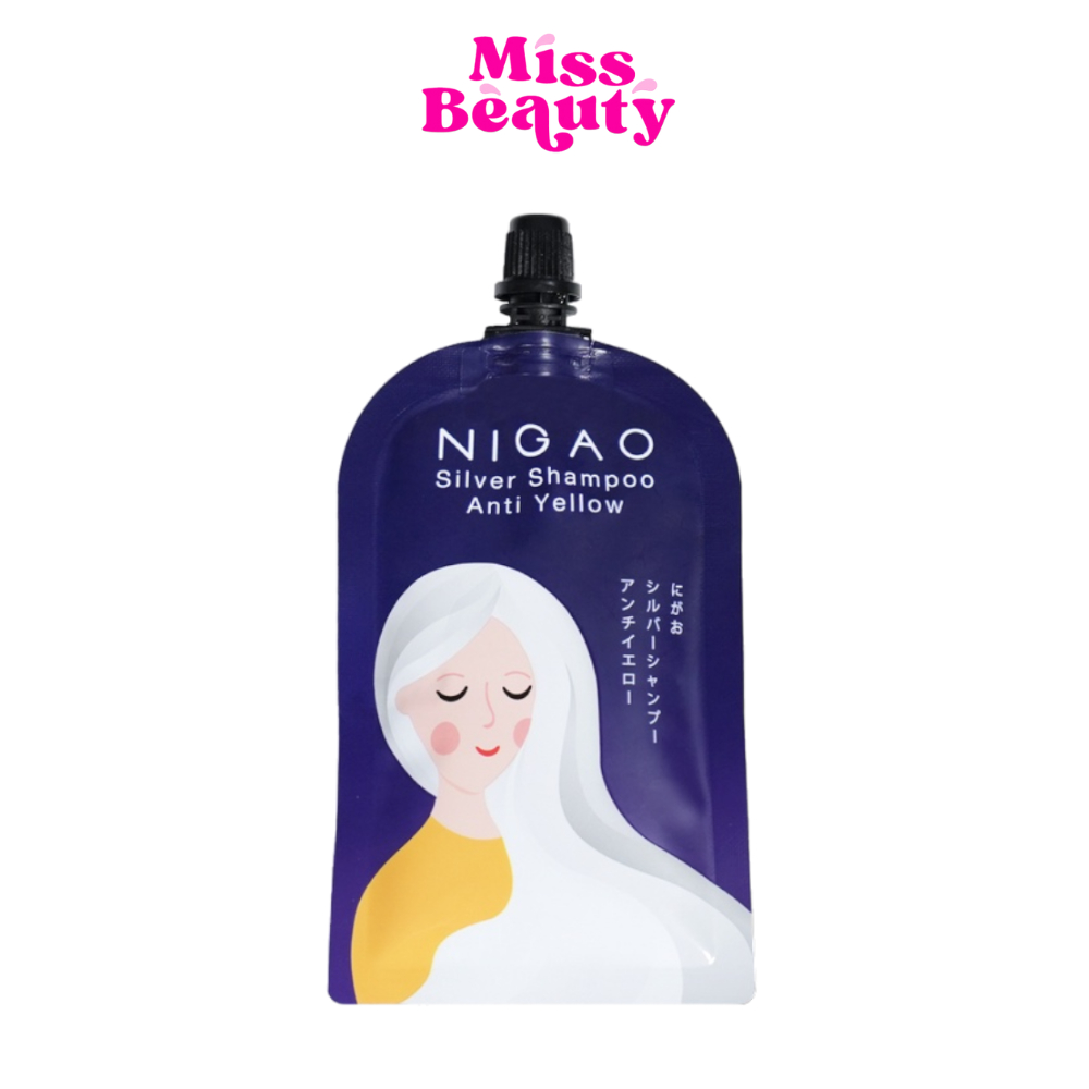 (1ซอง) NIGAO Silver Shampoo Anti Yellow 30ml. (นิกาโอะ ซิลเวอร์) แชมพูม่วง ล้างไรเหลือง หลังฟอก ...