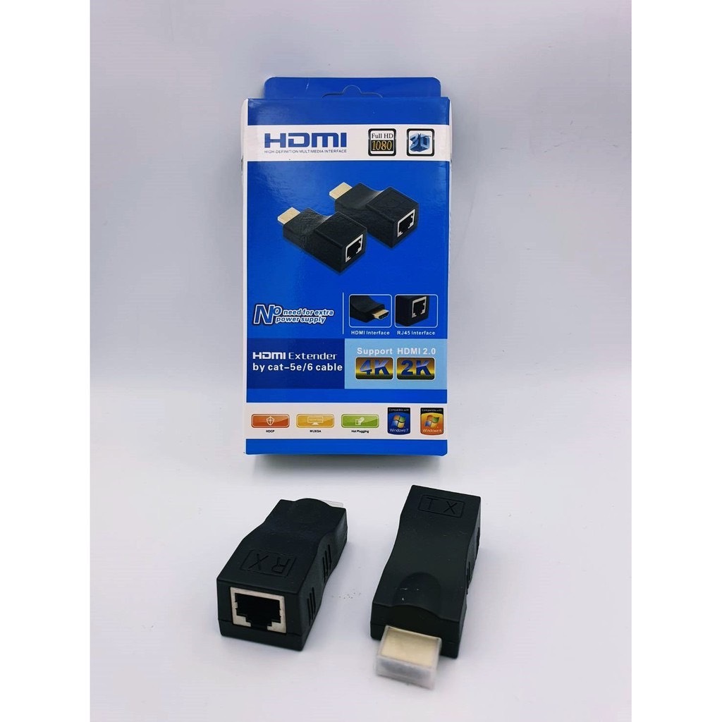 HDMI Extender to LAN 30m. อแดปเตอร์ แปลงสัญญาณ HDMI เป็นสายแลน | Shopee ...