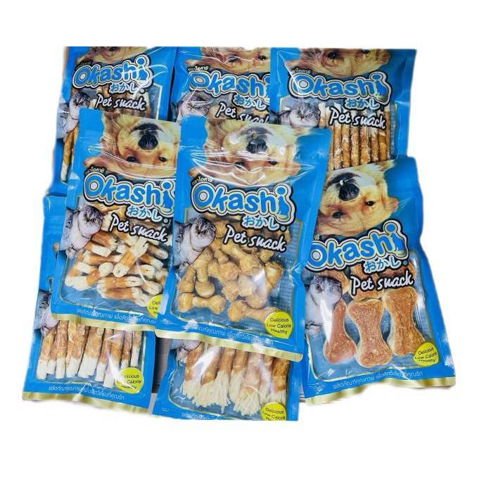 OKASHI SNACK DOG AND CAT ขนมขบเคี้ยวสำหรับสุนัขและแมว (สินค้าแนะนำซอง ...