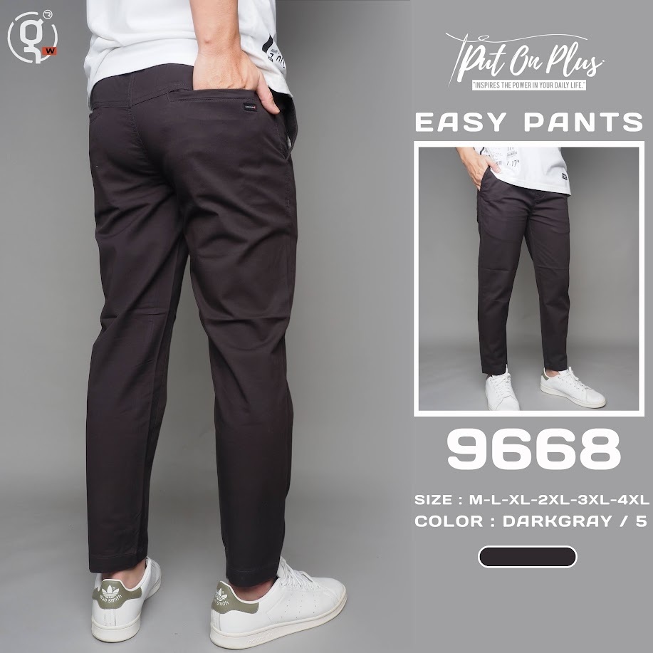 GOODWIN - 9668 EASY PANTS กางเกงขายาว ผู้ชายผ้ายืด ทรงขาเต่อ เอวยืดมีเชือกผูก | Shopee Thailand