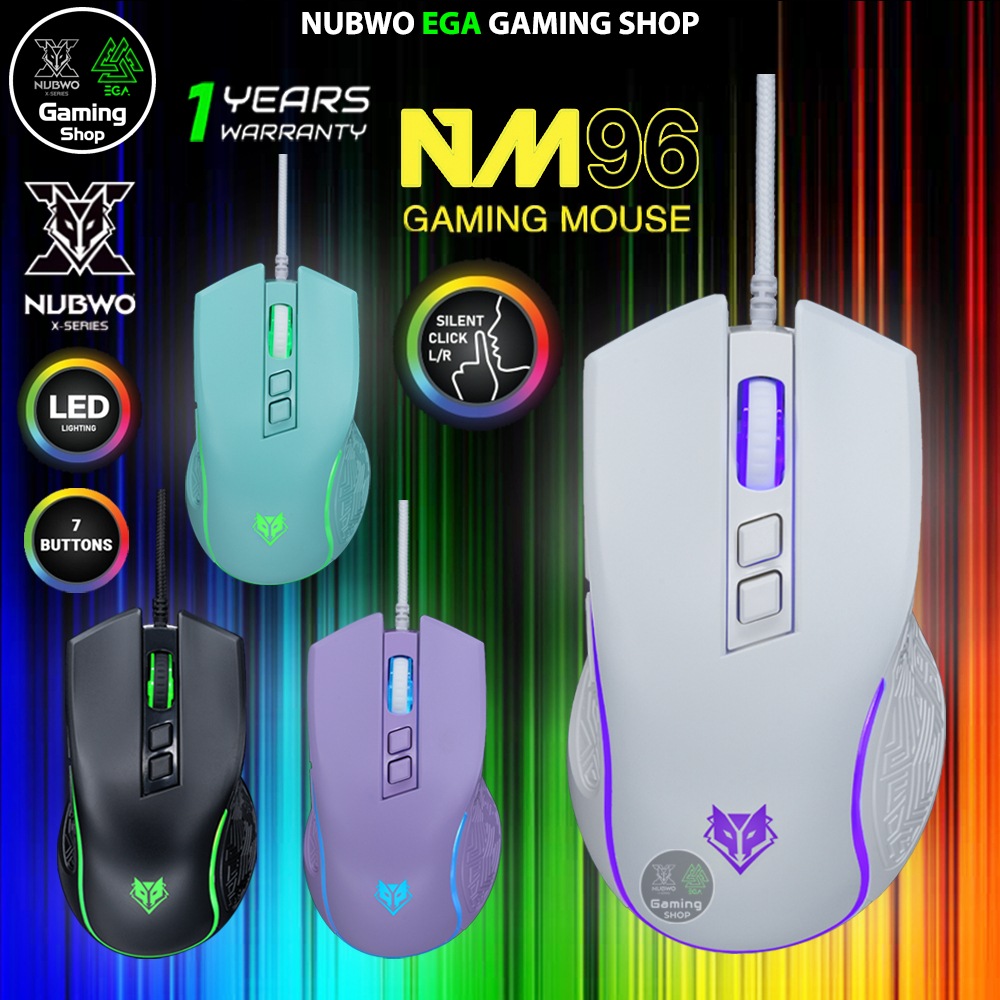 Nubwo NM-96 Gaming Mouse เมาส์เกมมิ่ง เสียงเงียบ ปรับ DPI ได้สูงสุด 3600 มี 7 ปุ่ม ปรับสีไฟได้ ...