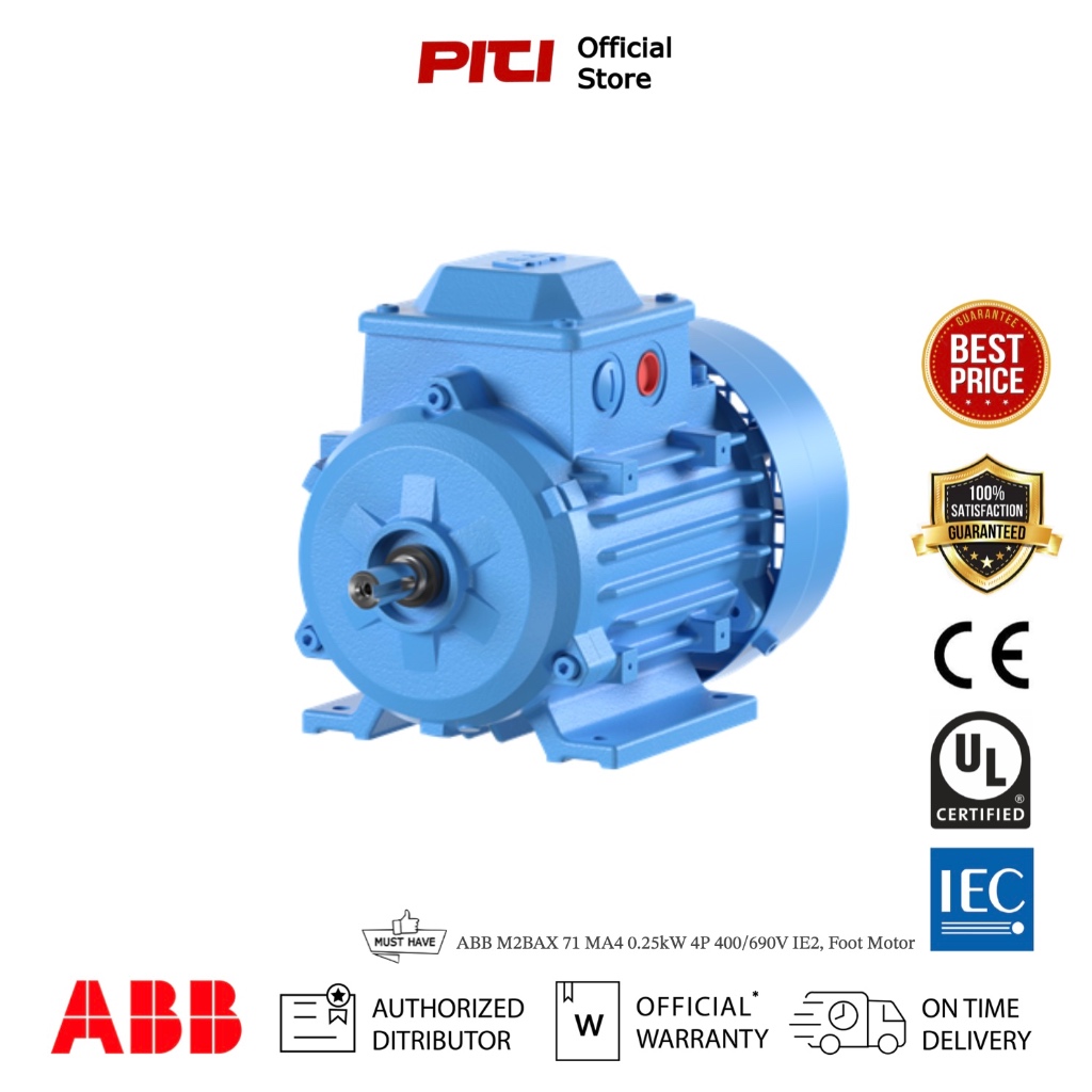 ABB M2BAX 71 MA4 0.25kW 4P 400/690V IE2, Foot Motor # 3GBA072310-ADC | Shopee Thailand