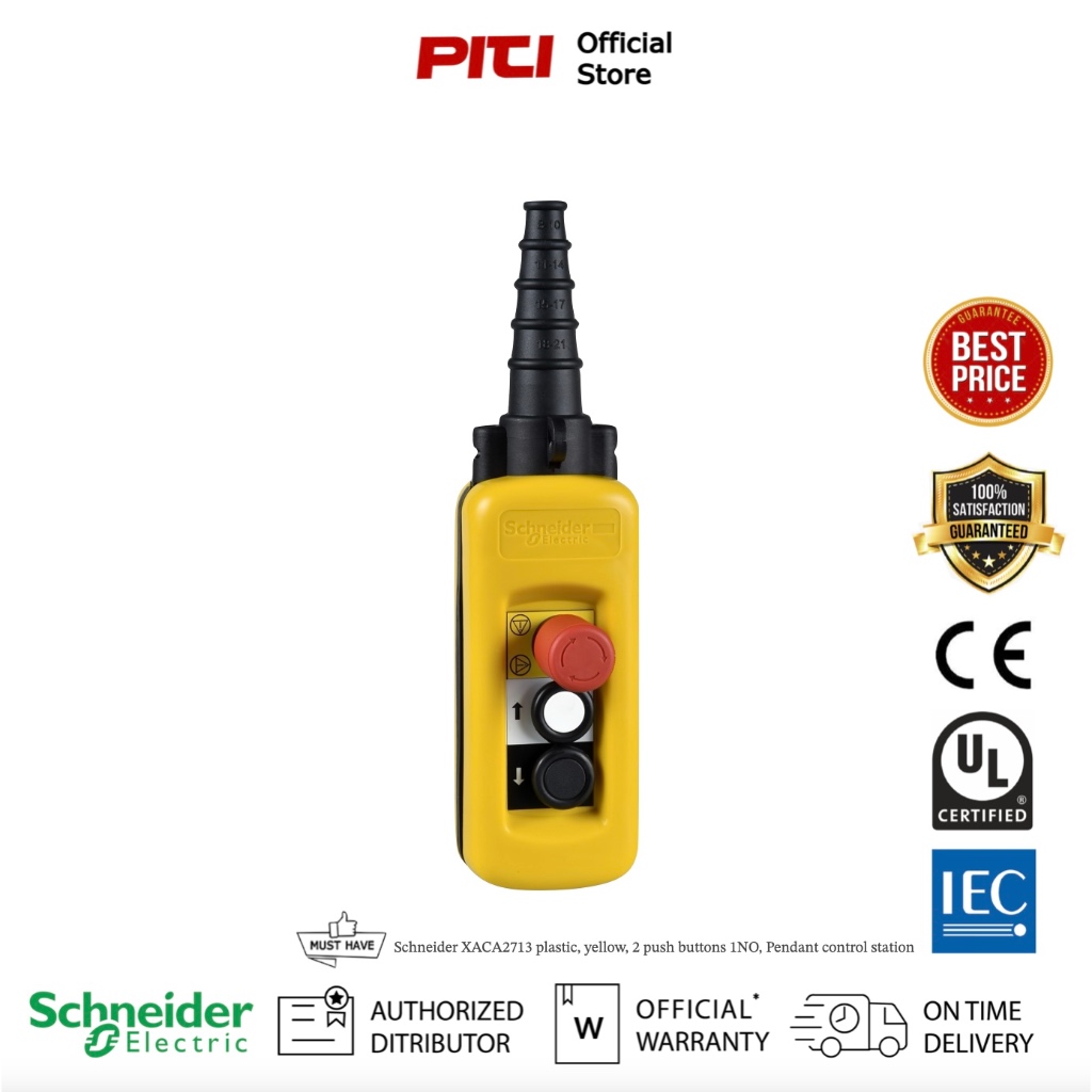 Schneider XACA2713 plastic, yellow, 2 push buttons 1NO, 1 emergency ...
