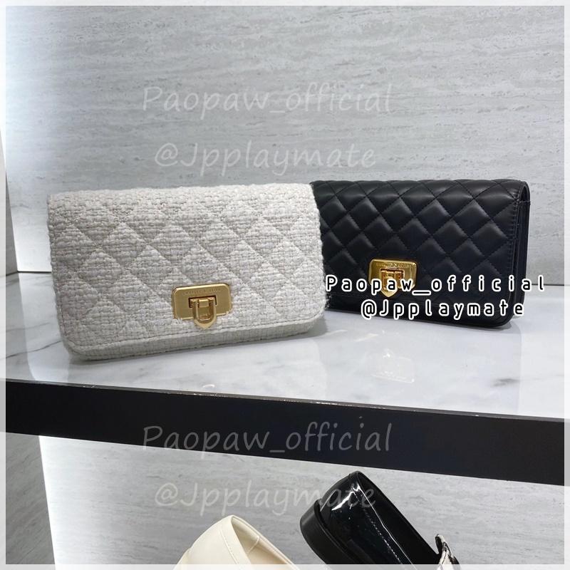 กระเป๋า Charles & Keith รุ่น Cressida Tweed Push-Lock Clutch : CK2 ...