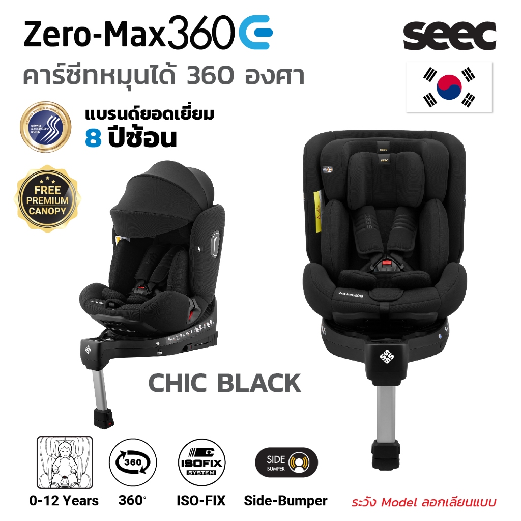 คาร์ซีท SEEC ZERO MAX 360E [i-SIZE] หมุนได้ 360 องศา สำหรับแรกเกิดถึง 12 ปี แบรนด์พรีเมี่ยม ...