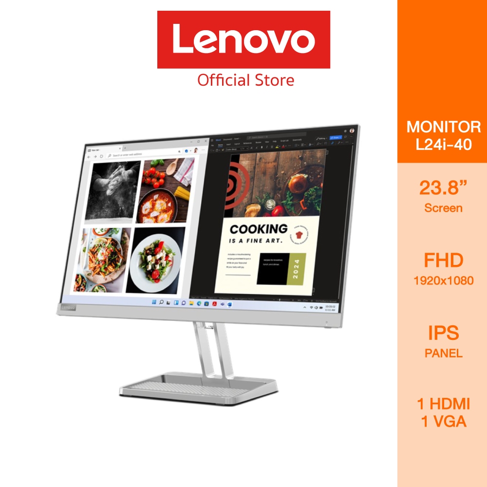 Lenovo L24i-40 Monitor 67A8KAC3TH - 23.8" FHD (1920 x 1080) หน้าจอคอมพิวเตอร์ - 67A8KAC3TH ...