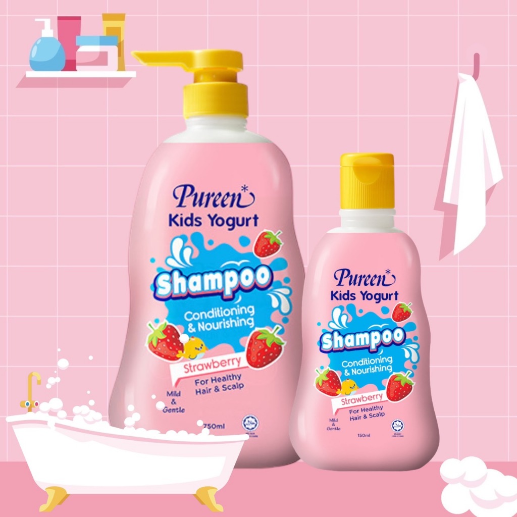 Pureen Shampoo เพียวรีน แชมพู กลิ่น สตรอเบอรี่ ขนาด 750ml. ( แถมฟรี ...