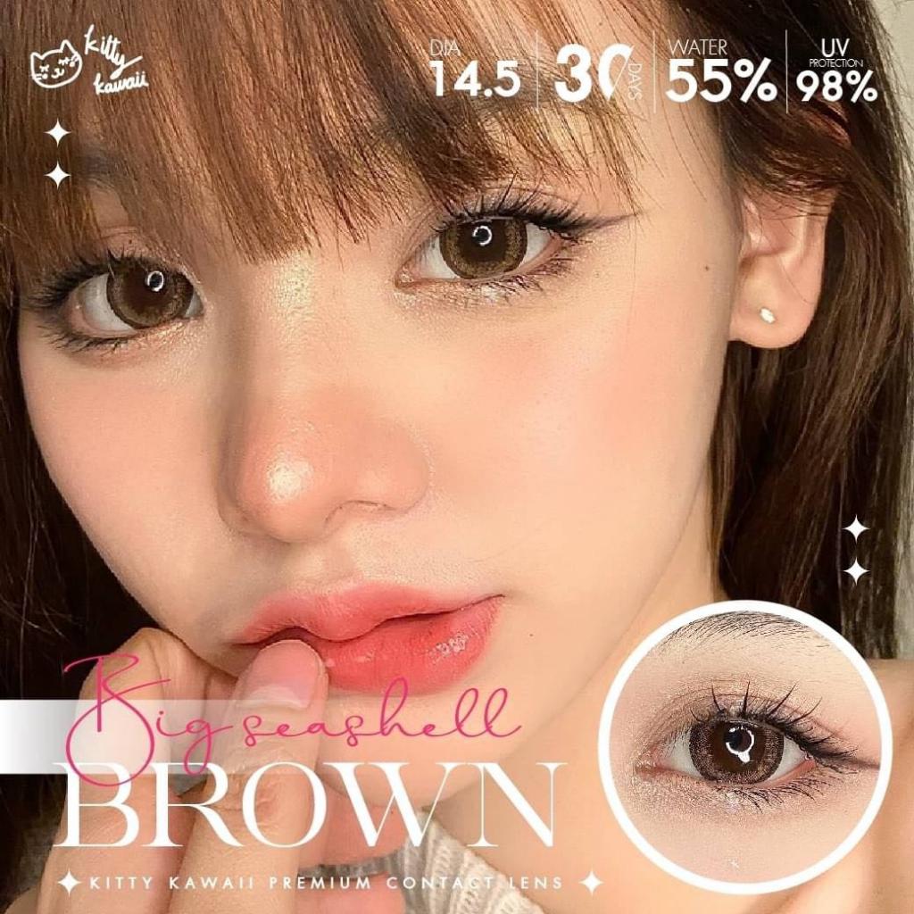 🔥คอนแทคเลนส์ ขนาดบิ๊กอาย Brown / Black Big Seashell (Kitty kawaii ...