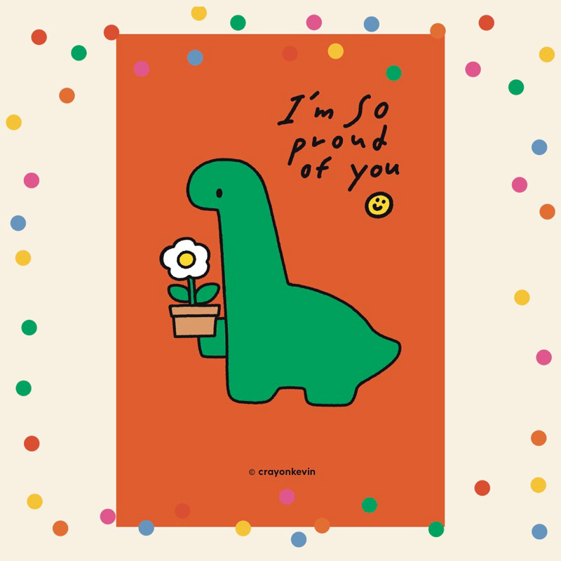 (Postcard) DINO KEVIN : so proud of you โปสการ์ดไดโนเสาร์ขนาด 4x6 นิ้ว ...