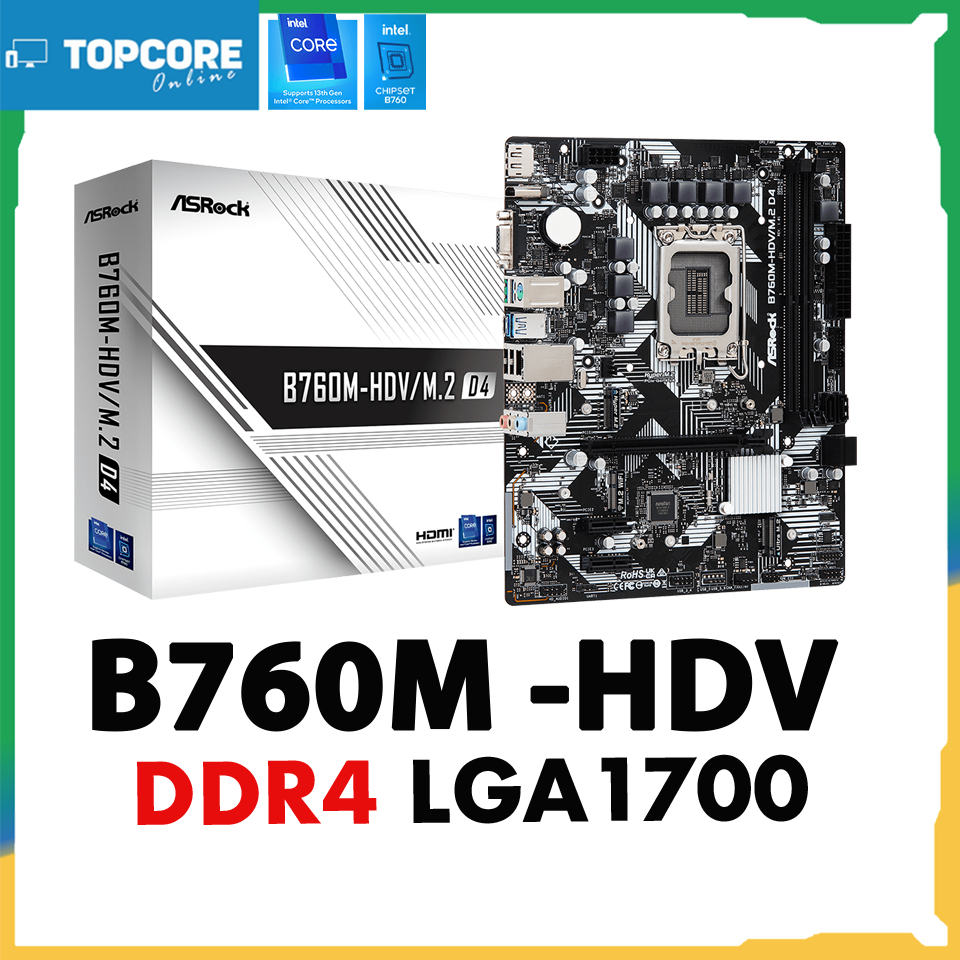 เมนบอร์ด Asrock B760M-HDV/M.2 D4 Mainboard lga1700 ddr4 b760 | Shopee ...