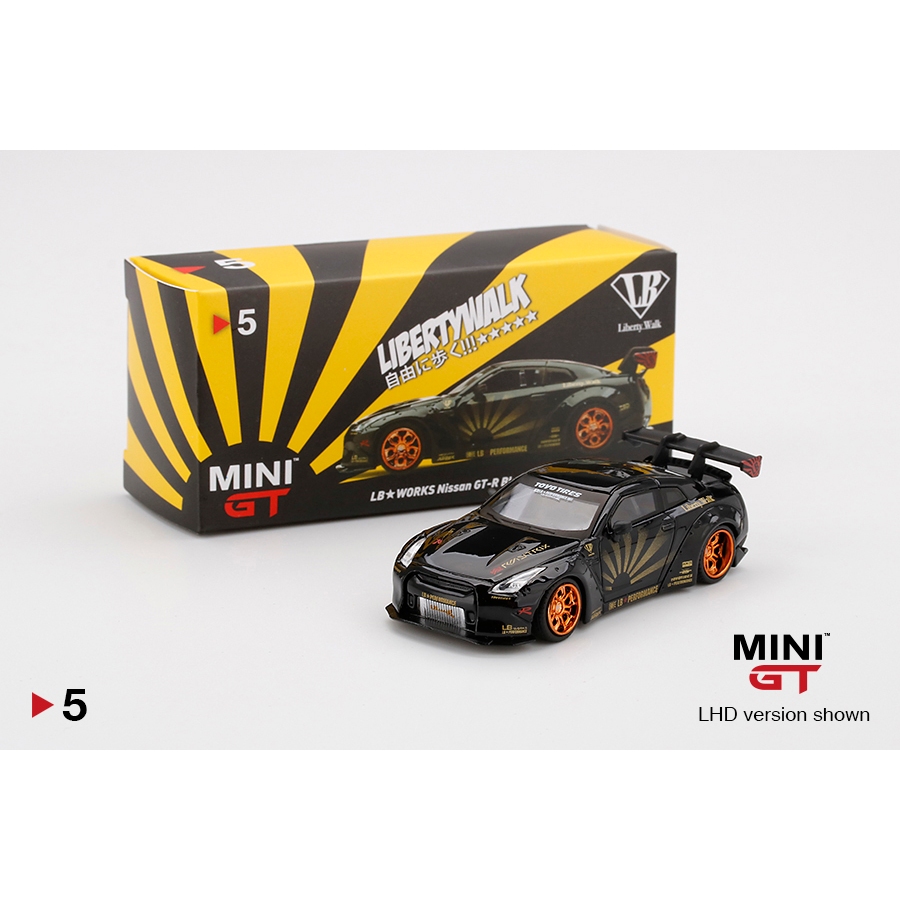 LB WORKS Nissan GT-R (R35) Black w/ Copper Wheel 1:64 (MINI GT ...