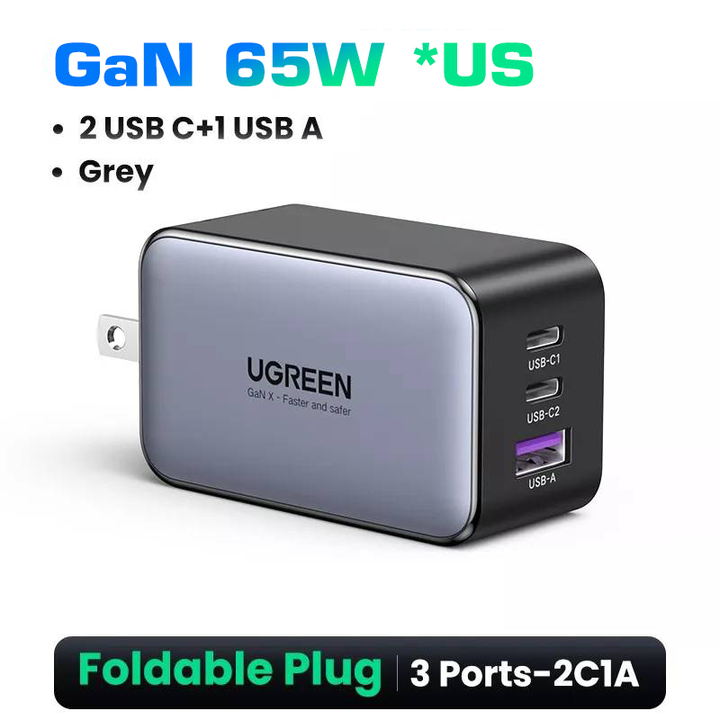UGREEN รุ่น 10334 PD 65W Super Fast Charger หัวชาร์จเร็ว 3port (C*2 ...