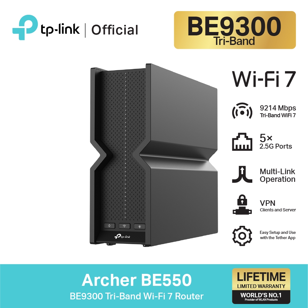 [New! WiFi 7] TP-Link Archer BE550 BE9300 Tri-Band เราเตอร์ไวไฟ7 ดาวน์ ...