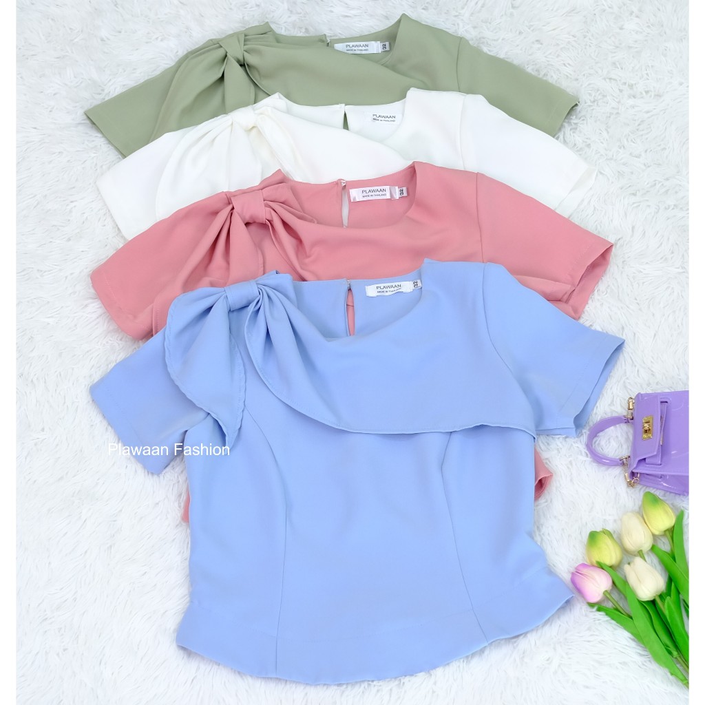 เสื้อแต่งโบว์ ผ้าเดซี่ ซิปหลัง รุ่น GD GF GI GJ GL GX | Shopee Thailand