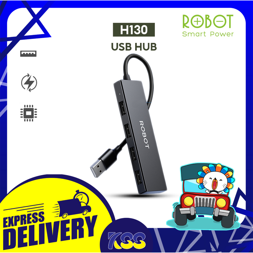 ตัวเพิ่มช่องยูเอสบี ROBOT H130 USB HUB 4 PORT USB เวอร์ชั่น 2.0 480Mbps เปิดบิลใบกำกับภาษีได้ ...