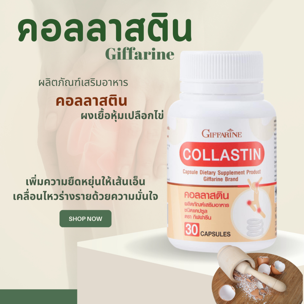 คอลลาสติน สารสกัดจากเยื่อหุ้มเปลือกไข่ Collastin e ข้อต่อ ข้อเข่า ...