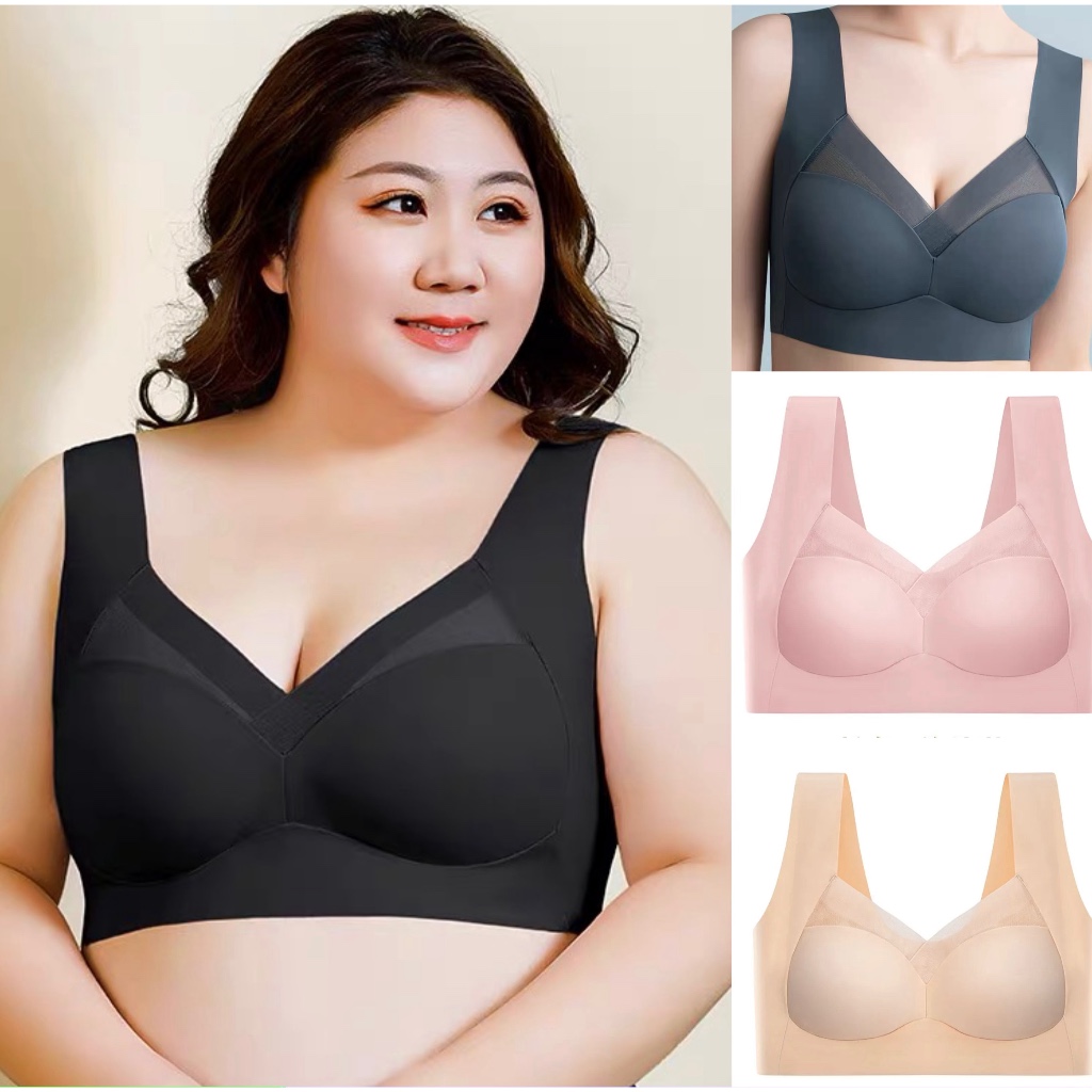 ชุดชั้นใน เสื้อในผู้หญิง แบบสวม ไร้ตะขอ ไซส์L-6XL บราไร้ขอบไร้โครง ดันทรง ทรงสปอร์ต สาวอวบสาว ...